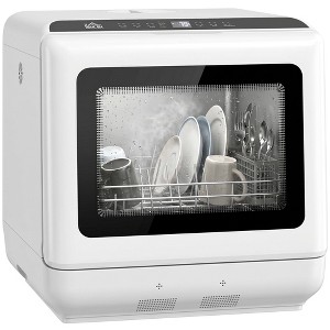 HOMCOM Countertop Dishwasher, Portable Dishwasher with 1.6 Gal Water ...