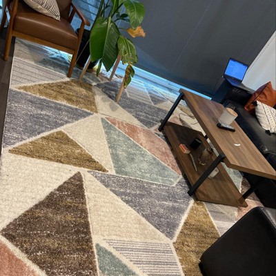 3' X 5' Aileen Geometric Scandi Colorblock Carved Area Rug, Cream ...