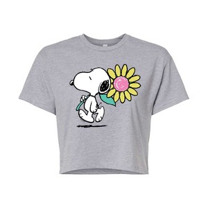 Women's - Peanuts - Snoopy Daisy Cropped Graphic T-Shirt : Target