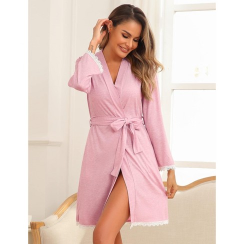 Womens Bathrobe Soft Sleep Robe Night Robes Duster V Neck Loungewear ...