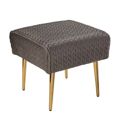 Noah Velvet Fabric Upholstered Square Cocktail Ottoman Gray/gold ...