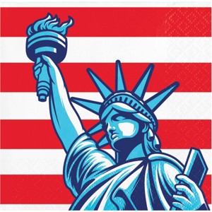 Say Hooray! 64ct Lady Liberty Beverage Paper Disposable Napkins : Target