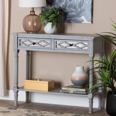 Console Table With Three Storage Drawers And Bottom Shelf Ivory White ...