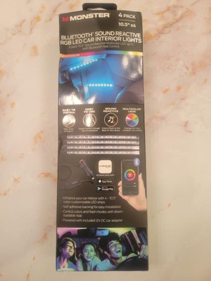 Monster 4pk Bluetooth LED Light Strips for Car: Wireless Automotive ...