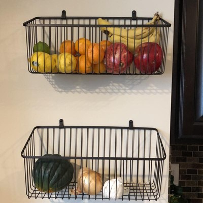 Mdesign Metal Wall Mount Hanging Basket For Home Storage, 2 Pack : Target