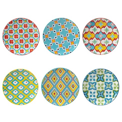 Set Of 6 Damask Floral Assorted Canape Plates - Certified International ...