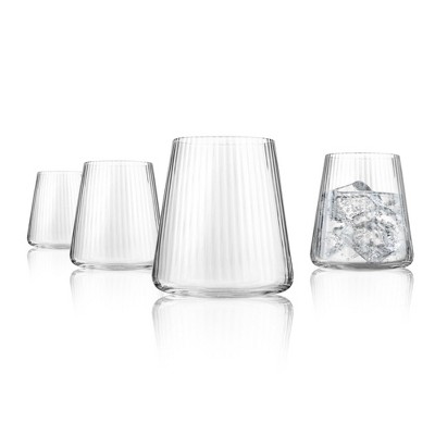 Artland Soho Optic 14.5 Oz Double Old Fashion Glass, Set Of 4, Whiskey ...