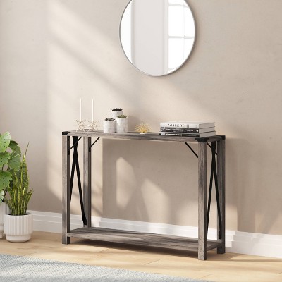 Garvey Wood 3 Drawer Entryway Console Table Gray - Baxton Studio ...