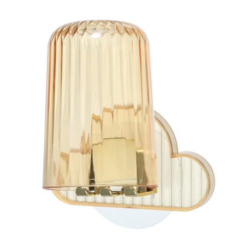 Unique Bargains Bathrooms Wall Mounted Toothbrush Holder With Cup 4.33 ...