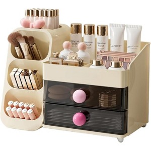 Makeup Organizer for Vanity with Brush Holder, Countertop Skincare ...