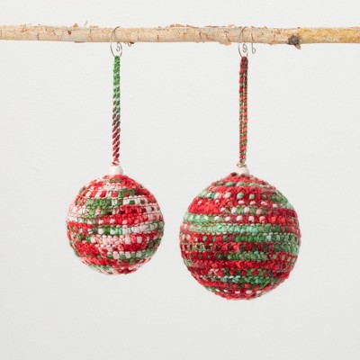 Festive Knit Ball Ornament Multicolor 6"h Set Of 2 : Target