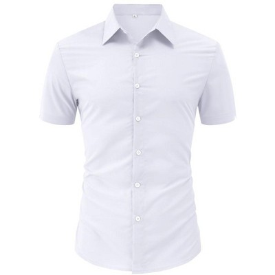 Men's Muscle Shirts Short Sleeve Button Up Shirt Slim Fit Dress Shirts ...