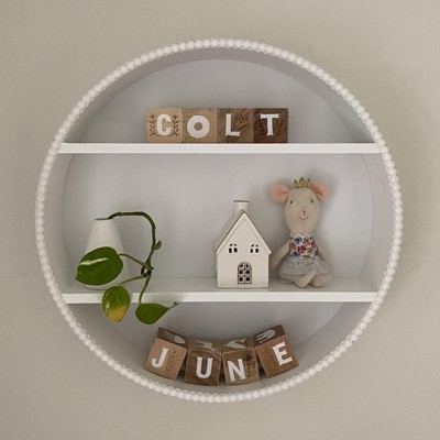 Round Decorative Wall Shelf With Beading - White - Cloud Island™ : Target