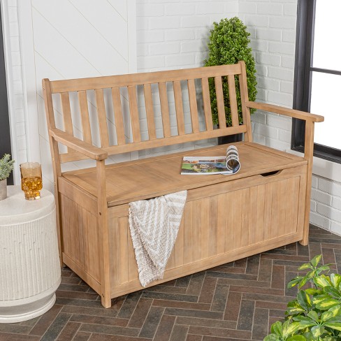 Happimess Sophie 48" Traditional Farmhouse Lift-top Acacia Wood Storage ...
