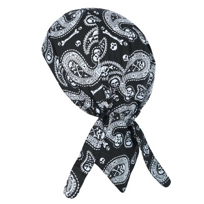 Ctm Cotton Unlined Solid And Paisley Do Rag (pack Of 2), Black Paisley ...