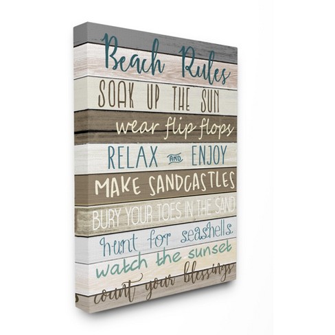 Stupell Industries Nautical Fun Beach Rules List Rustic Boardwalk Sign ...