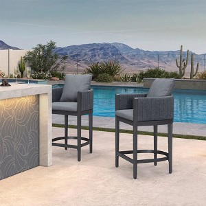 PURPLE LEAF Outdoor Bar Stools Set of 2 Patio Bar Stools Modern Olefin ...
