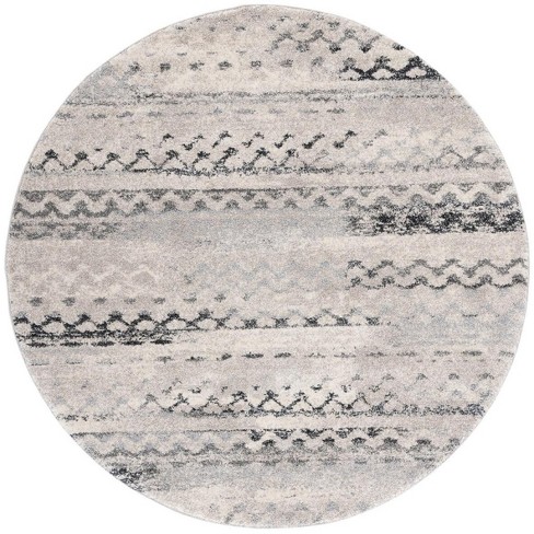 Retro Ret2136 Power Loomed Indoor Area Rug - Cream/grey - 4' Round ...