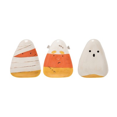 Transpac Ceramic Costumed Candy Corn Plates Set Of 3 Halloween Home ...