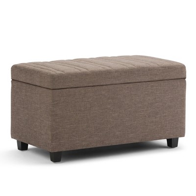 34" Marlowe Storage Ottoman Bench Fawn Brown Linen Look Fabric ...