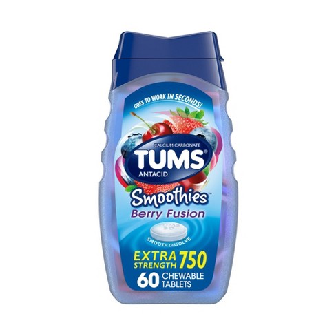 Tums Extra Strength Antacid Smoothies Berry Fusion Chewable Tablets ...