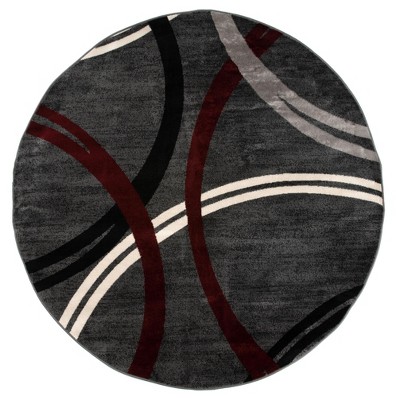 World Rug Gallery Contemporary Abstract Circles Design Red 6'6" Round ...