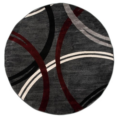 World Rug Gallery Contemporary Abstract Circles Design Red 6'6" Round ...