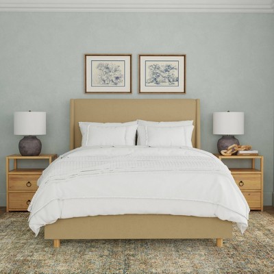 Queen Encino Fully Upholstered Bed Cream Linen - Threshold™ Designed ...