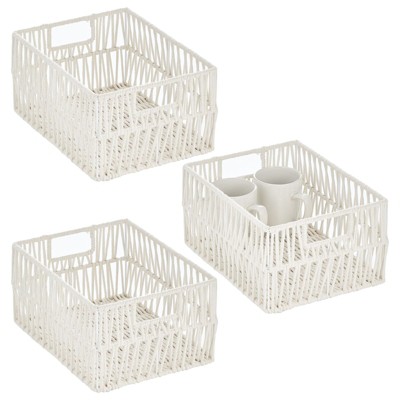 Mdesign Metal Wire And Cotton Rope Decorative Kitchen Basket, 3 Pack ...