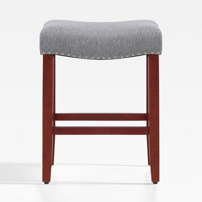Westintrends 24" Linen Fabric Tufted Counter Stool, Light Gray : Target