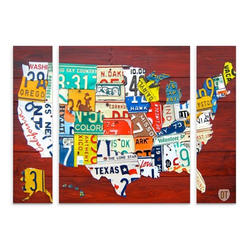 Design Turnpike 'license Plate Map Usa' Multi Panel Art Set Large : Target