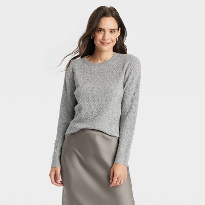 Women's Crewneck Cashfeel Pullover Sweater - A New Day™ Gray Xl : Target