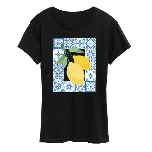Women's Instant Message Lemons With Mediterranean Tiles Short Sleeve ...