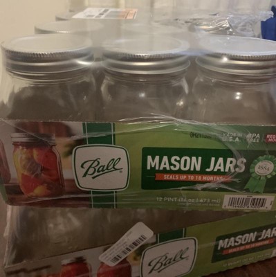 Ball 16oz 12pk Glass Regular Mouth Mason Jar With Lid And Band : Target
