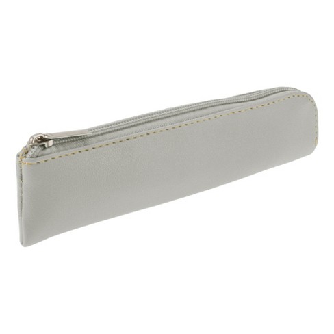 Unique Bargains Faux Leather Pencil Case Gray : Target