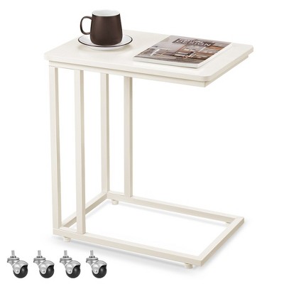 Vasagle End Table C Shaped Tv Tray Rolling Casters For Coffee Laptop ...