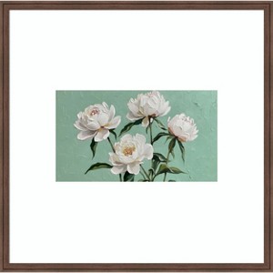 Amanti Art White Peony by Hugo Wood Framed Wall Art Print 34 in. x 34 ...