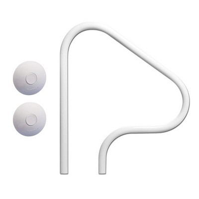 Saftron 3 Bend Return To Deck Polymer Swimming Pool Handrail, White ...