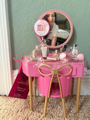 Our Generation Fabulous Fun Pink Vanity Table & Chair Dollhouse ...