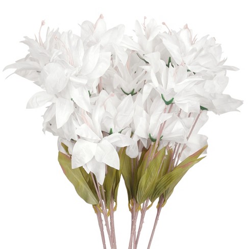 Regalwoven Real Touch Long Stem Artificial 3 Heads Lilies Flower 25.6 ...