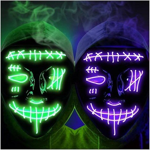 Whizmax [2pack] Halloween Scary Mask Led Mask---led Light Up Mask El ...