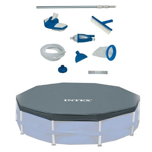 Intex Deluxe Maintenance Cleaning Kit & 12-foot Round Frame Easy Set ...