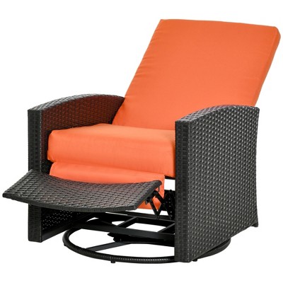 Outsunny Patio Wicker Recliner Chair with Footrest, Outdoor PE Rattan ...