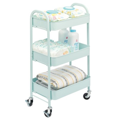 Mdesign Slim 3-tier Portable Household Rolling Cart With Wheels - 16.03 ...