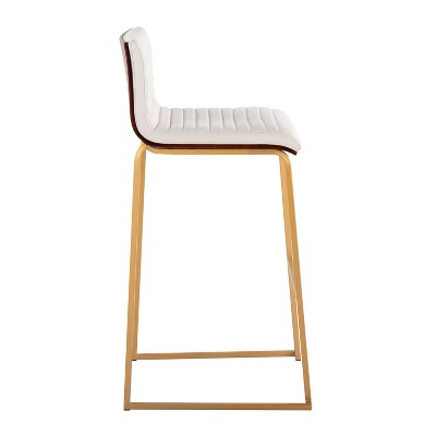 Set Of 2 Mason Mara Barstools Gold/walnut/cream - Lumisource ...