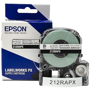 Epson LABELWORKS 212RAPX - Black on White "Removable Adhesive" Label ...