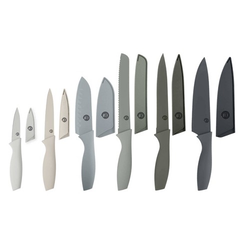 Masterchef 12pc Knife Set With Covers Sharp Nonstick Coated Knives ...