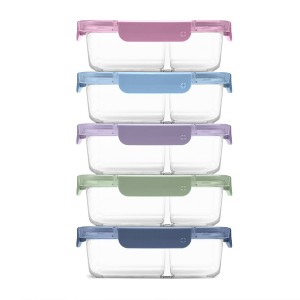 Ello 10pc Color Lock Divided Glass Food Storage Set : Target