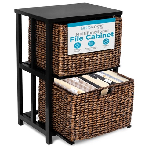 Birdrock Home 2 Tiered Hanging File Cubby With Wood Top - Brown Wash ...