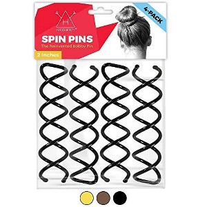 Hawwwy Easy & Fast Non-scratch Alloy Bun Maker Spiral Spin Pins, 4 Pack ...